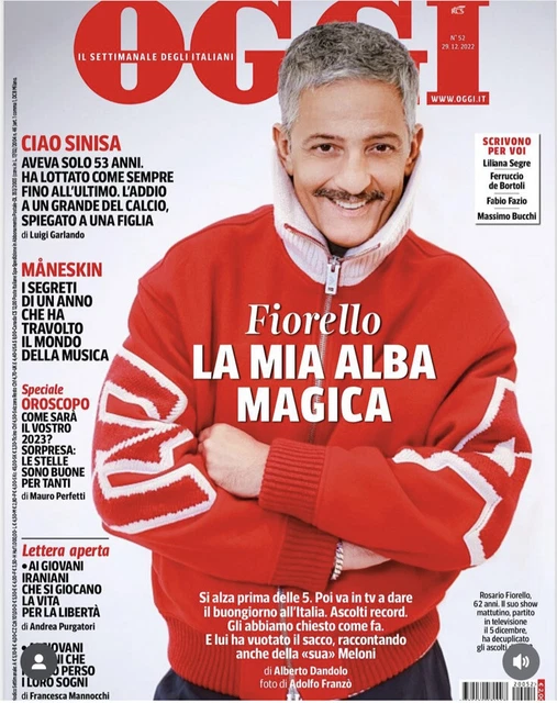 OGGI 52/2022 FIORELLO Maneskin Alessandro Egger Matteo Bocelli Maniskin ...