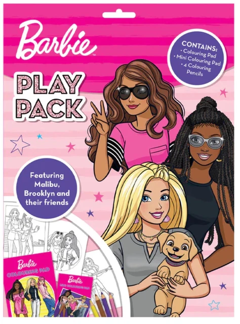 BARBIE PLAY PACK Colouring Book Colour Pencils & Pad Activity Set £2.99 ...