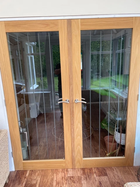 HOWDENS OAK VENEER Clear Glazed Internal Double Doors £149.00 - PicClick UK