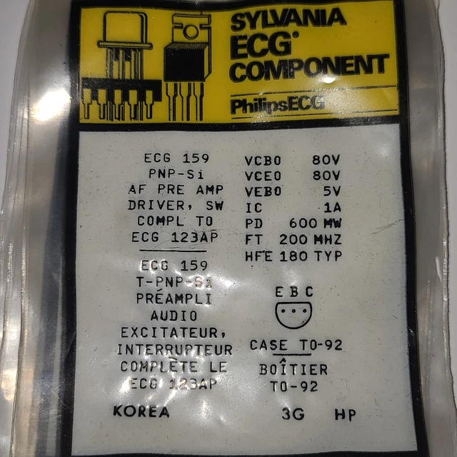 ECG159 XREF NTE159 Audio amplifier transistor $1.79 - PicClick CA