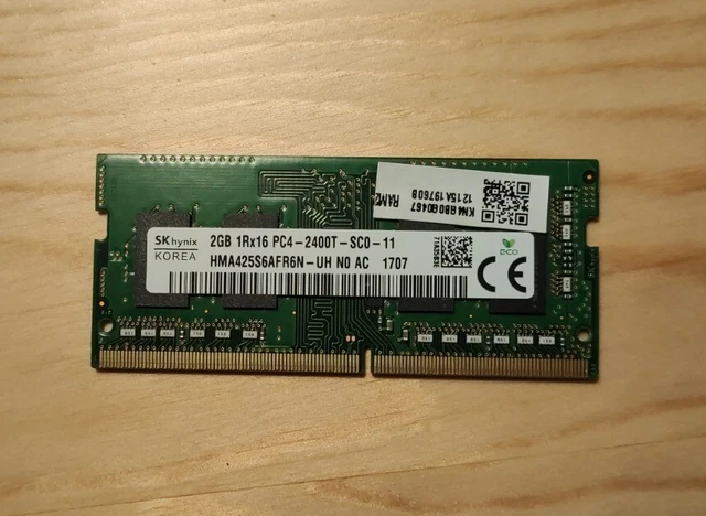 RAM SK HYNIX 2GB DDR4 1Rx16 PC4-2400T-SC0-11 HMA425S6AFR6N-UH EUR 8,00 ...