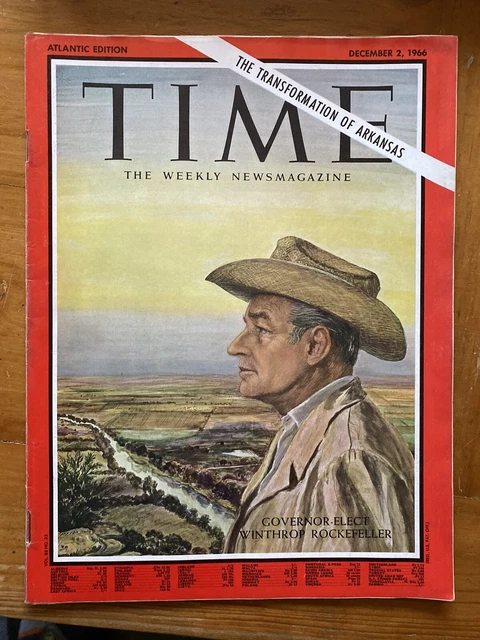 TIME MAGAZINE 1966 Governor Winthrop Rockefeller Arkansas Vintage NO ...