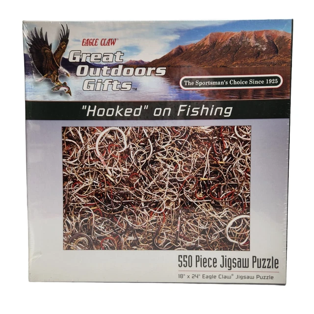 EAGLE CLAW 550 Piece HOOKED ON FISHING Fish Hook Jigsaw Puzzle Sealed ...