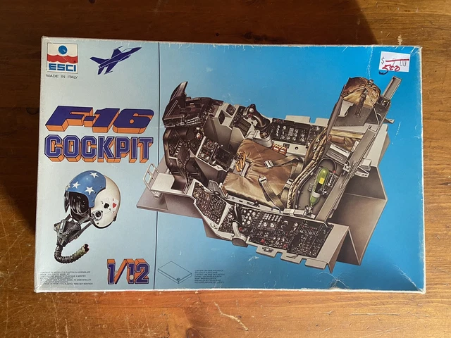 VINTAGE RARE ESCI 1:12 F-16 Cockpit Model Kit 100% Complete Un-Started ...