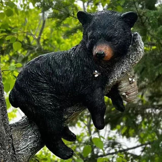 RESIN TREE BRANCH Bear Statue Bear Bear Lying Tree Branch Statue Living ...