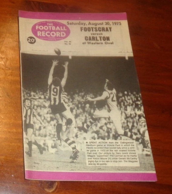 1975 VFL FOOTBALL Record Footscray v Carlton $11.90 - PicClick AU