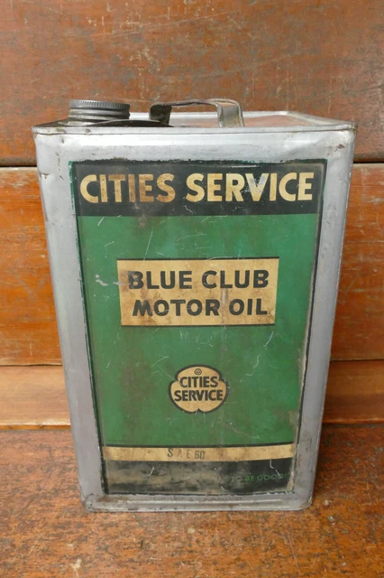 RARE VINTAGE 1920S Cities Service Blue Club Motor Oil 5 Gallon Square ...