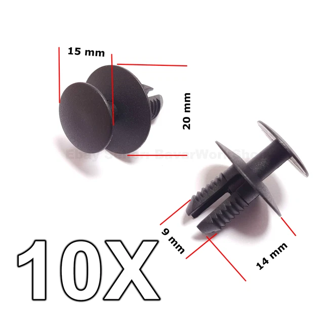 10X MOUTING CLIPS, Spreader Rivets for BMW, Citroën, M-Benz, Peugeot ...