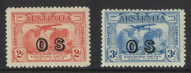 AUSTRALIA 1931 KINGSFORD Smith 2d 3d OS ovpt 2 Stamps SG O123/24 MUH # ...