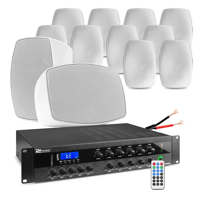 WALL SPEAKER SYSTEM with Amplifier for In/Outdoor - 12x 6.5" BHW60WH £ ...