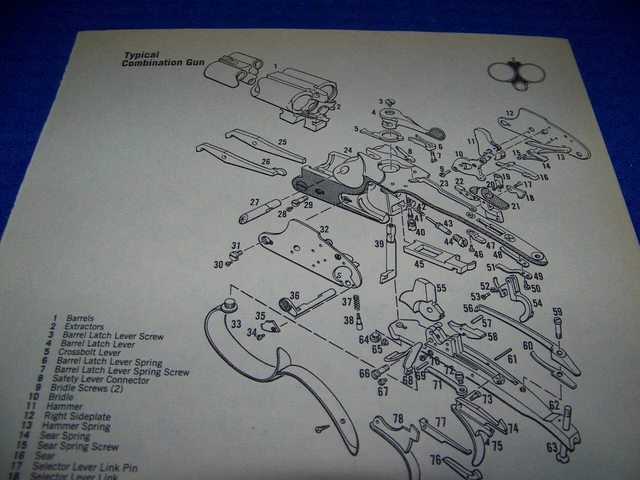 TYPICAL COMBINATION GUN & Typical Flintlock Pistol..legend/Exploded ...