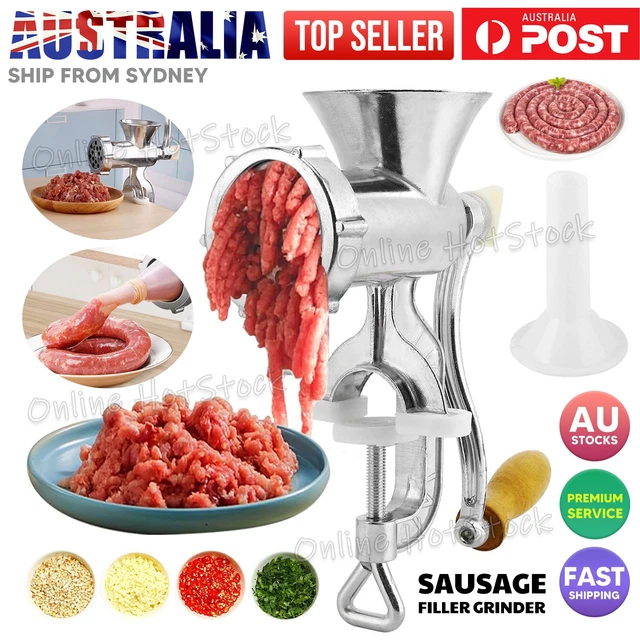 MANUAL KITCHEN MEAT Grinder Mincer Stuffer Table Hand Sausage Filler ...