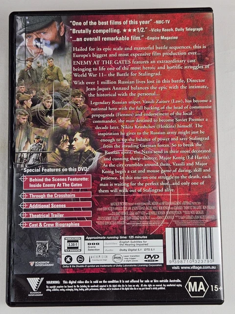 ENEMY AT THE Gates DVD - Region 4 - VGC $8.95 - PicClick AU