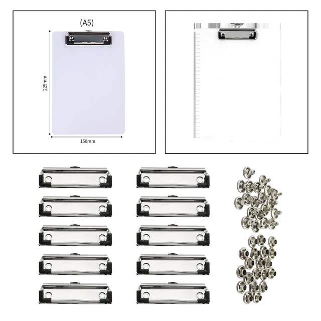 10X DOCUMENT BOARD Clips Office Low Profile Clipboard Clips for Class ...