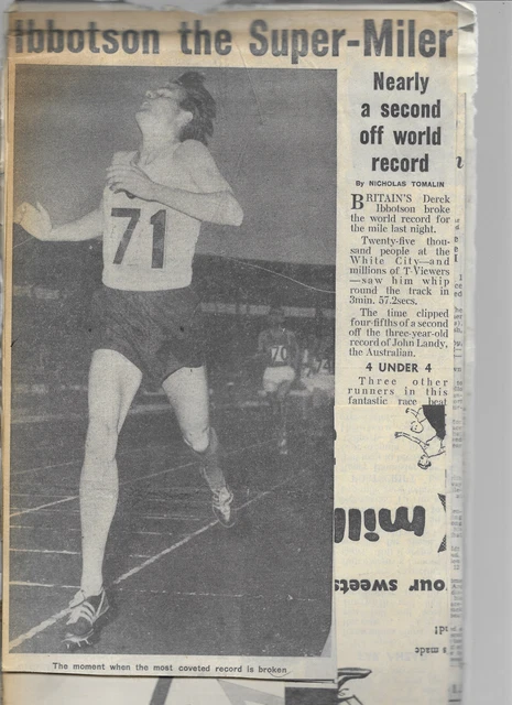 ORIGINAL 1957 (JULY 17-19) Newspaper Pictures/Cuttings Derek Ibbotson World Rec £0.16 - PicClick UK