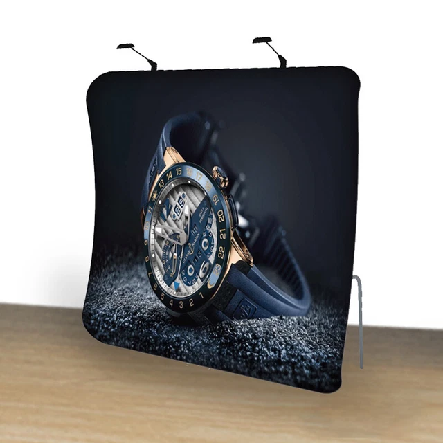 9FT VERTICAL CURVE Portable Back Wall Display Tension Fabric + Custom ...