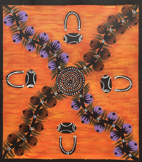 DOT PAINTING AUSTRALIA Aboriginal Art Outback Emu Kangaroo Boomerang ...