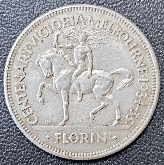 RARE AUSTRALIAN 1934-35 KGV Melbourne Centenary Sterling Silver Florin ...