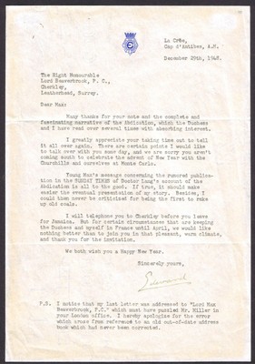 ROYALTY EDWARD VIII Typed Abdication letter from Edward VIII Duke of ...