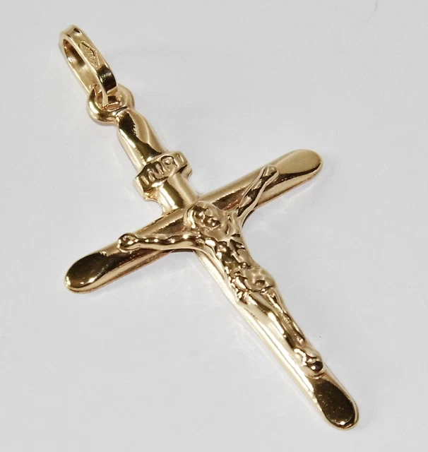 9CT YELLOW GOLD Crucifix Cross Pendant ~ Brand New £79.95 - PicClick UK