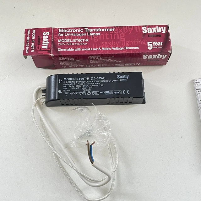 SAXBY ELECTRONIC TRANSFORMER Lv-Halogen Lamps Et60T-R 240V 50Hz 20-60Va ...