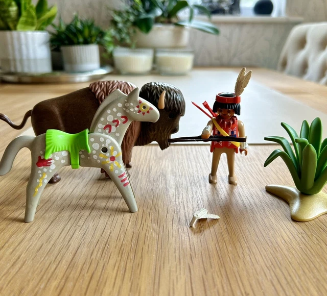 PLAYMOBIL 3731 WESTERN Indian Native American & Buffalo /Bison - Almost ...