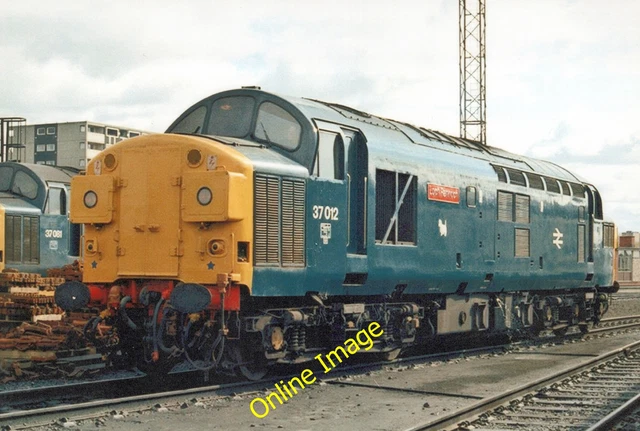 RAILWAY PHOTO 6X4 Class 37 37012 BR Blue Stabled at Eastfield TMD c1982 ...