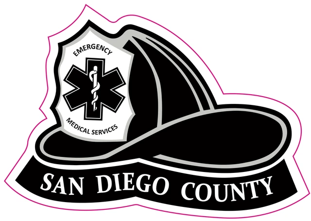 SAN DIEGO EMS (BLACK) , EMT, PARAMEDIC, FIRE, HELMET STICKER DECAL NEW ...