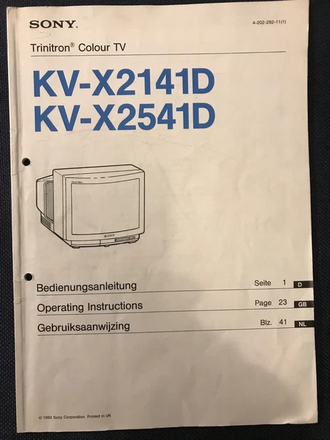 SONY TRINITRON COLOR TV KV -X 2141 D, KV-X 2541 D original ...