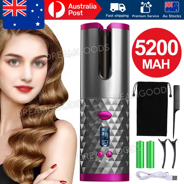 AUTO CORDLESS ROTATING Hair Curler Hair Waver Curling Iron Wireless LCD ...