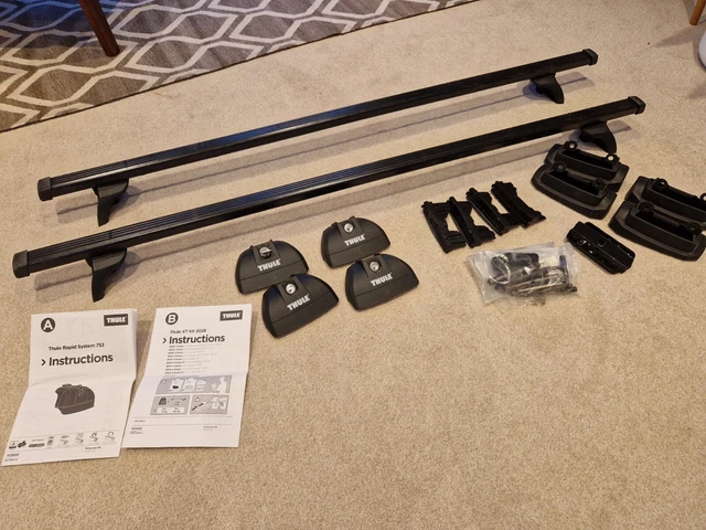THULE SQUARE ROOF Bars 712200, Fitting Kit 3028 & Rapid System 753 ...