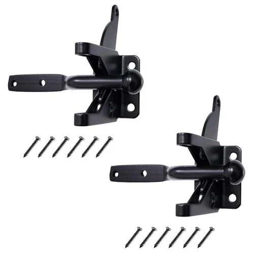 PAIR OF SELF Locking Gate Latch Automatic Gravity Lever for Wood Fence ...