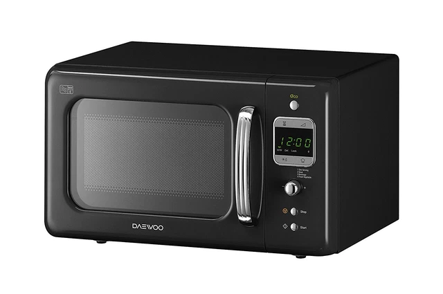 DAEWOO RETRO STYLE 800W Standard Microwave Oven in Black - KOR7LBKB £64 ...