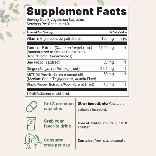 2PACK | 1000MG | 95% Pure Turmeric Curcuminoids Curcumin Supplement ...