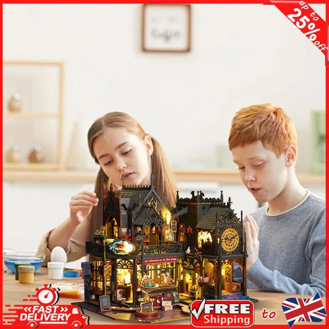 MINIATURE HOUSE KIT with LED DIY Miniature Dollhouse Kit Gifts (English ...