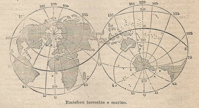 A8632 HEMISFERIO TERRESTRE E Marino-1911 Mapa Antiguo - Vintage Map EUR ...