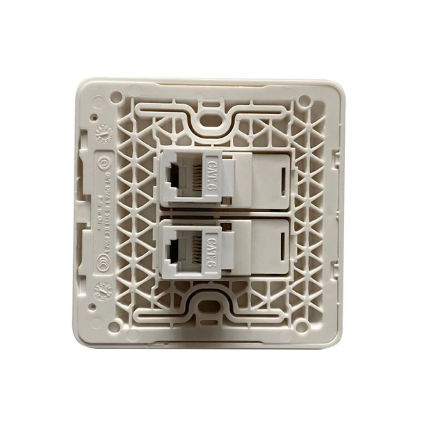 DUAL-PORT PLUG PANEL Rj45 Cat6 Module Lan Connector Straight Through ...