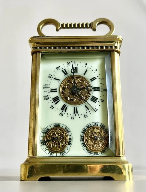 ANTIQUE FRENCH TRIPLE Calendar Multi Dials Carriage Clock £102.00 ...