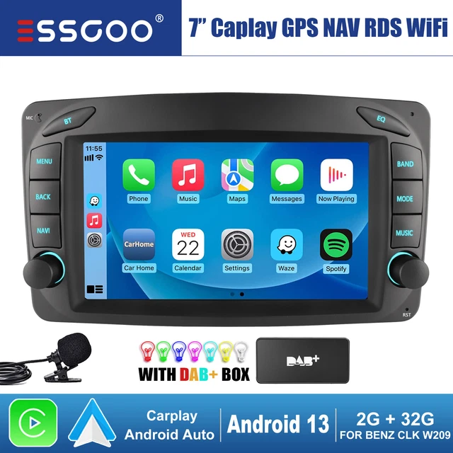 ANDROID 13 DAB+ Carplay Autoradio GPS NAV 2+32G per Mercedes Benz C/CLK W209 639 EUR 210,16 ...