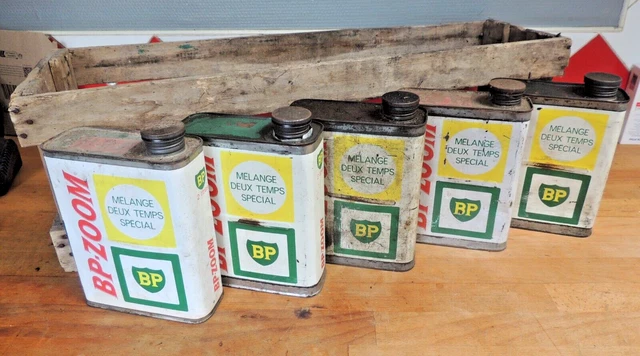 LOT DE 5 Ancien Bidon Bp Zoom Avec Caisse Deco Garage Atelier Solex ...