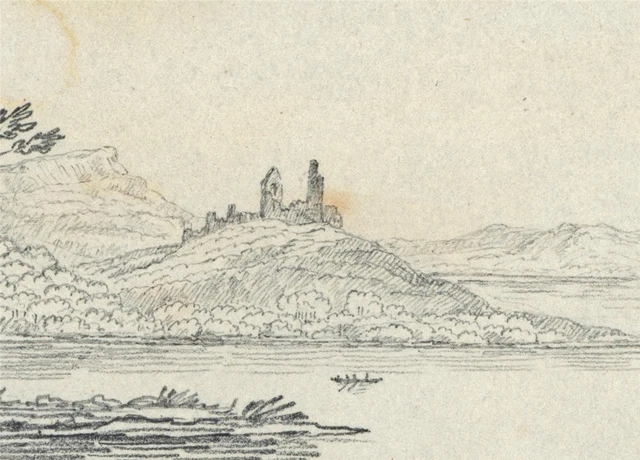 TULLY CASTLE LOUGH Erne Northern Ireland - Pencil Drawing - Early 19th ...
