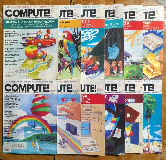 COMPLETE SET! 1985 COMPUTE! Magazine Computer Software Amiga VIC-20 ...