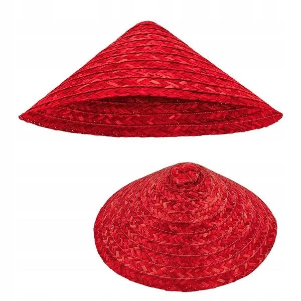 RED CONICAL STRAW Hat - Unisex Fancy Dress Accessory £29.99 - PicClick UK