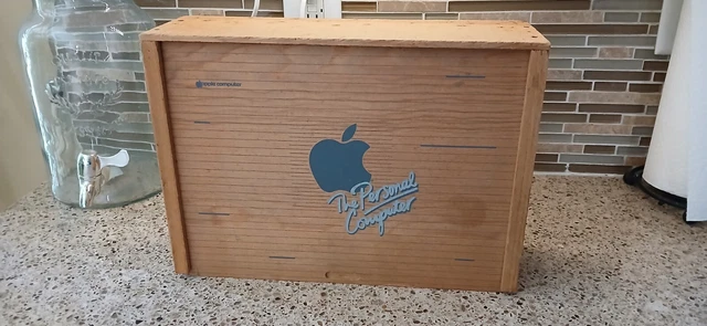 VINTAGE APPLE COMPUTER 80's Wood Box Top Sliding Steve Jobs Era Apple ...