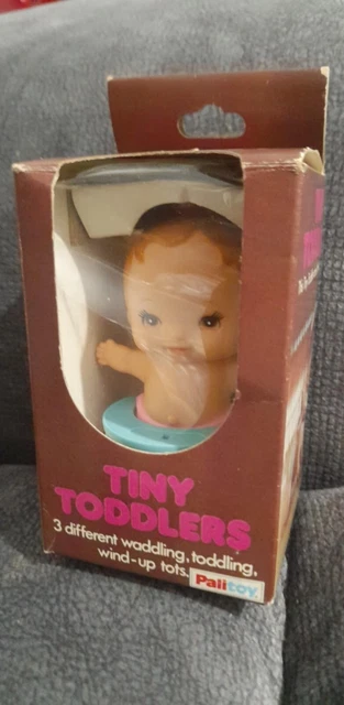VINTAGE PALITOY WIND up baby doll tiny toy learns to walk original box ...