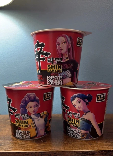 3PK NONGSHIM SHIN Ramyun Kpop Demon Hunters Cup Noodles Zoey Rumi Mira ...