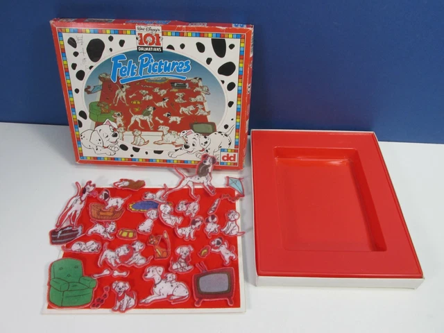 VINTAGE WALT DISNEY 101 DALMATIONS FUZZY FELT PICTURES GAME kids dekker ...