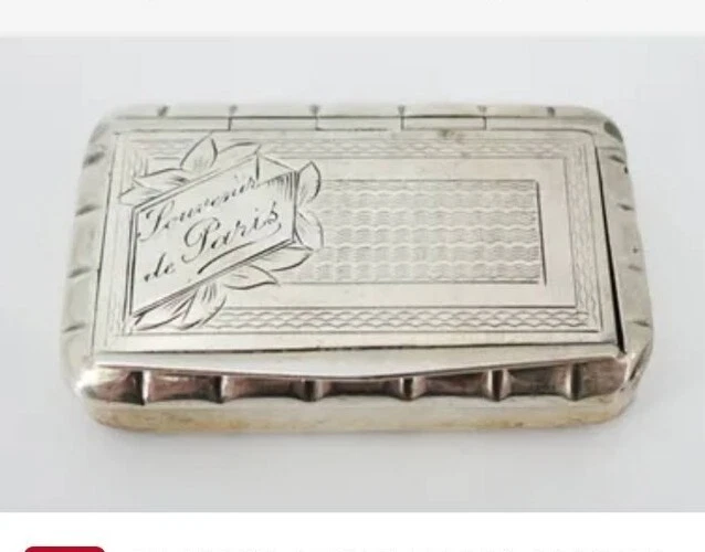 PETITE TABATIÈRE ARGENT Massif Souvenir de Paris poinçon Minerve EUR ...