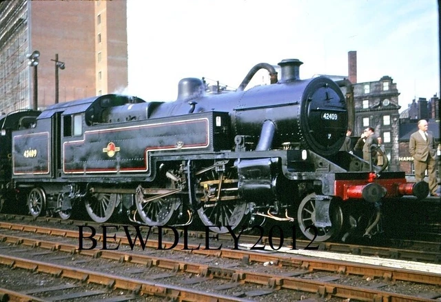 *ORIGINAL 35MM SLIDE* LMS FOWLER 4P 42409 IN LEEDS CITY STATION 19/10 ...