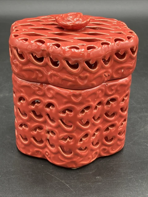 MAUVE /PEACH RETICULATED Decorative Container Covered Dish 4” £8.78 ...